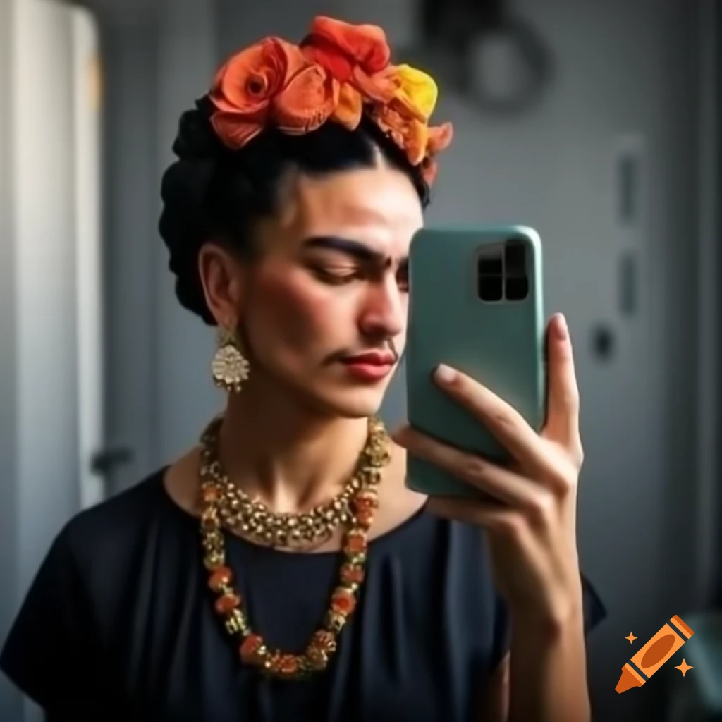 Frida Kahlo reimagined as a modern Instagram artist taking a selfie on ...