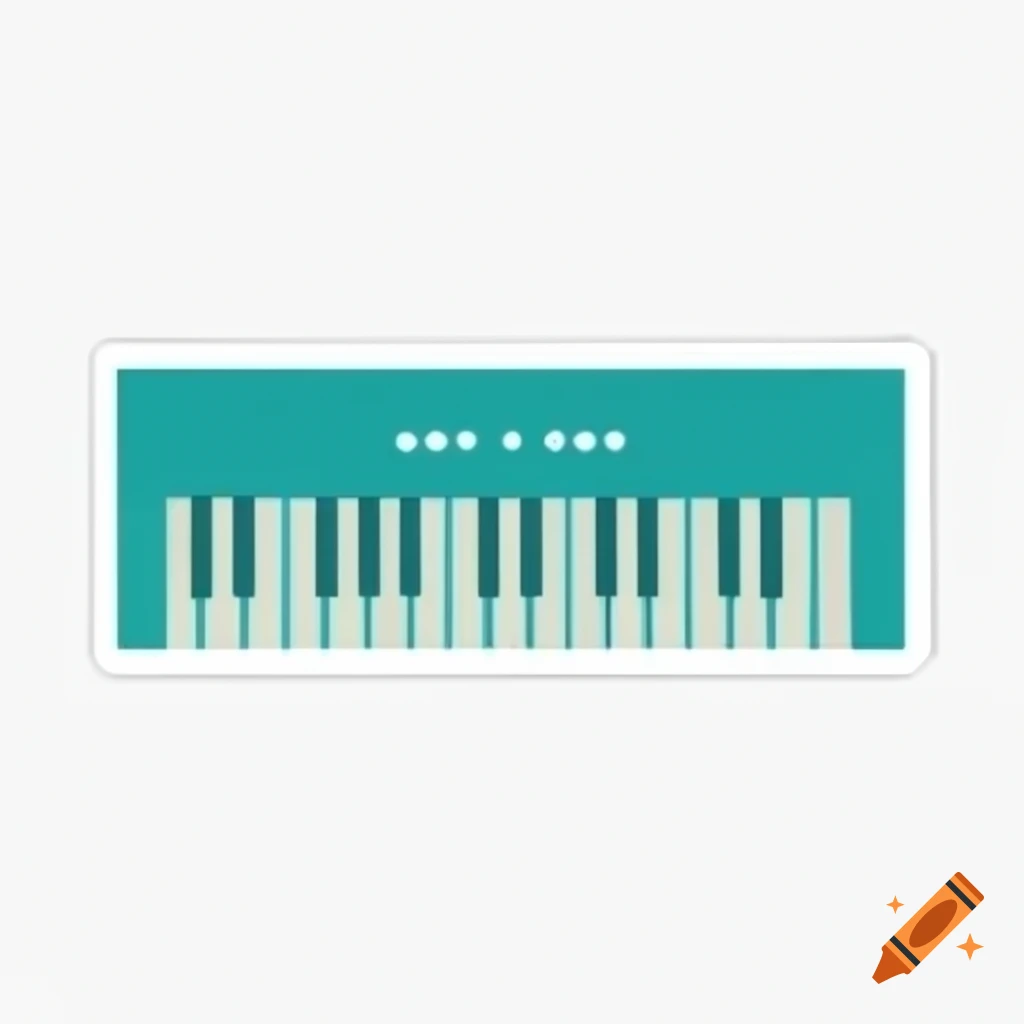 Minimalist turquoise-gray midi piano keys sticker on white background ...