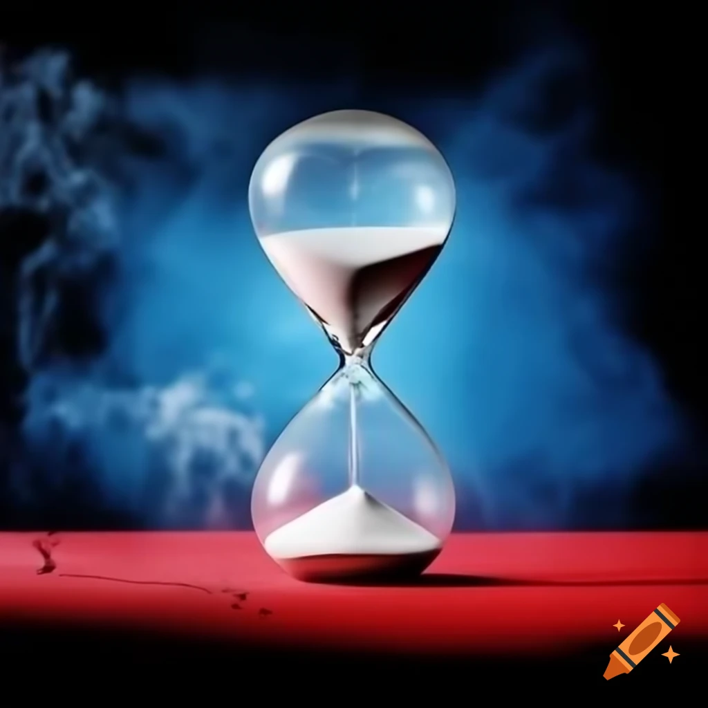 Dramatic broken hourglass symbolizing passage of time, Salvador Dali ...