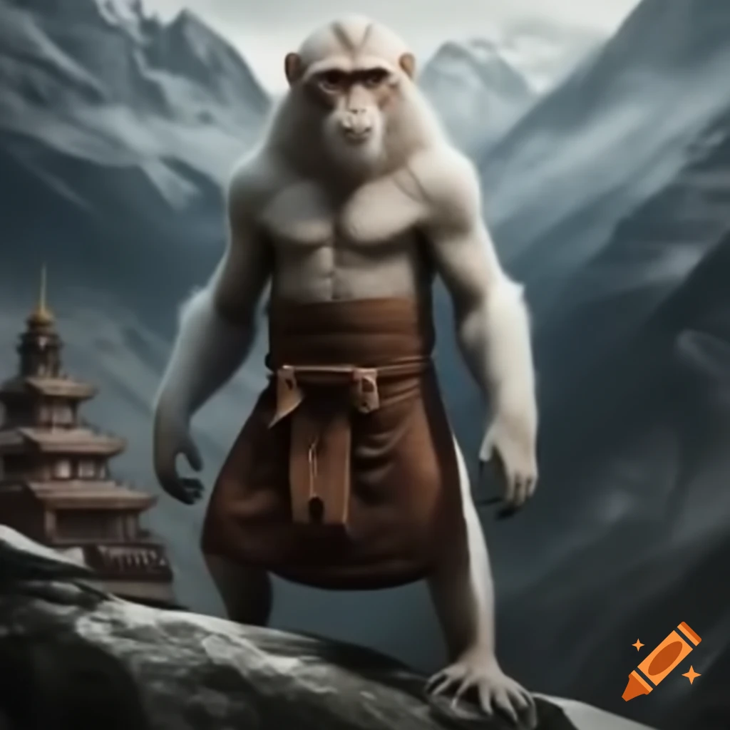 Humanoid feline monk ready for action on rocky precipice on Craiyon