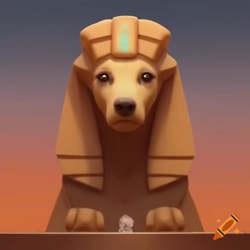 Sphinx sculpture with Doberman head, surreal design on Craiyon