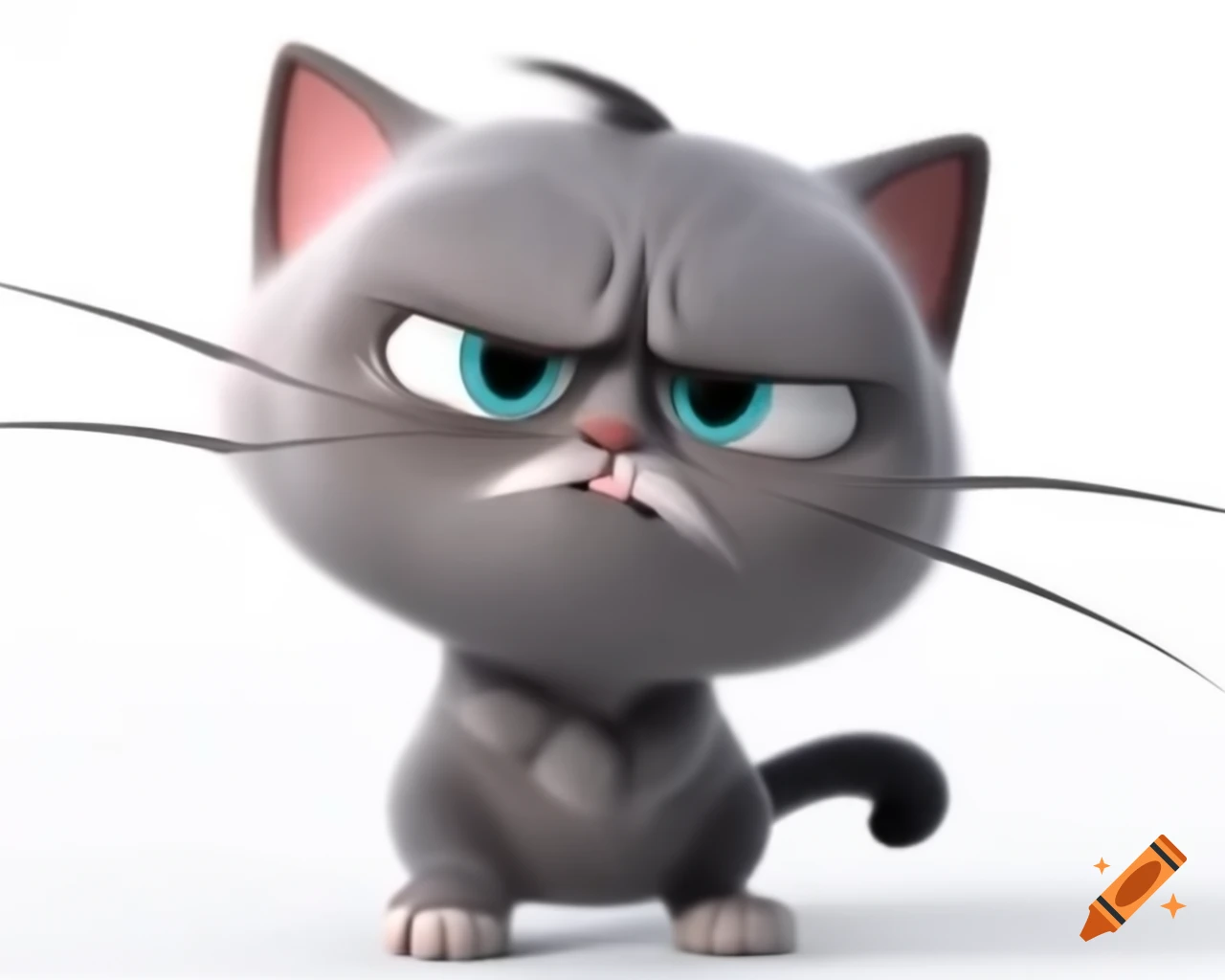 Angry black kitten scratching in cartoon style on white background on ...
