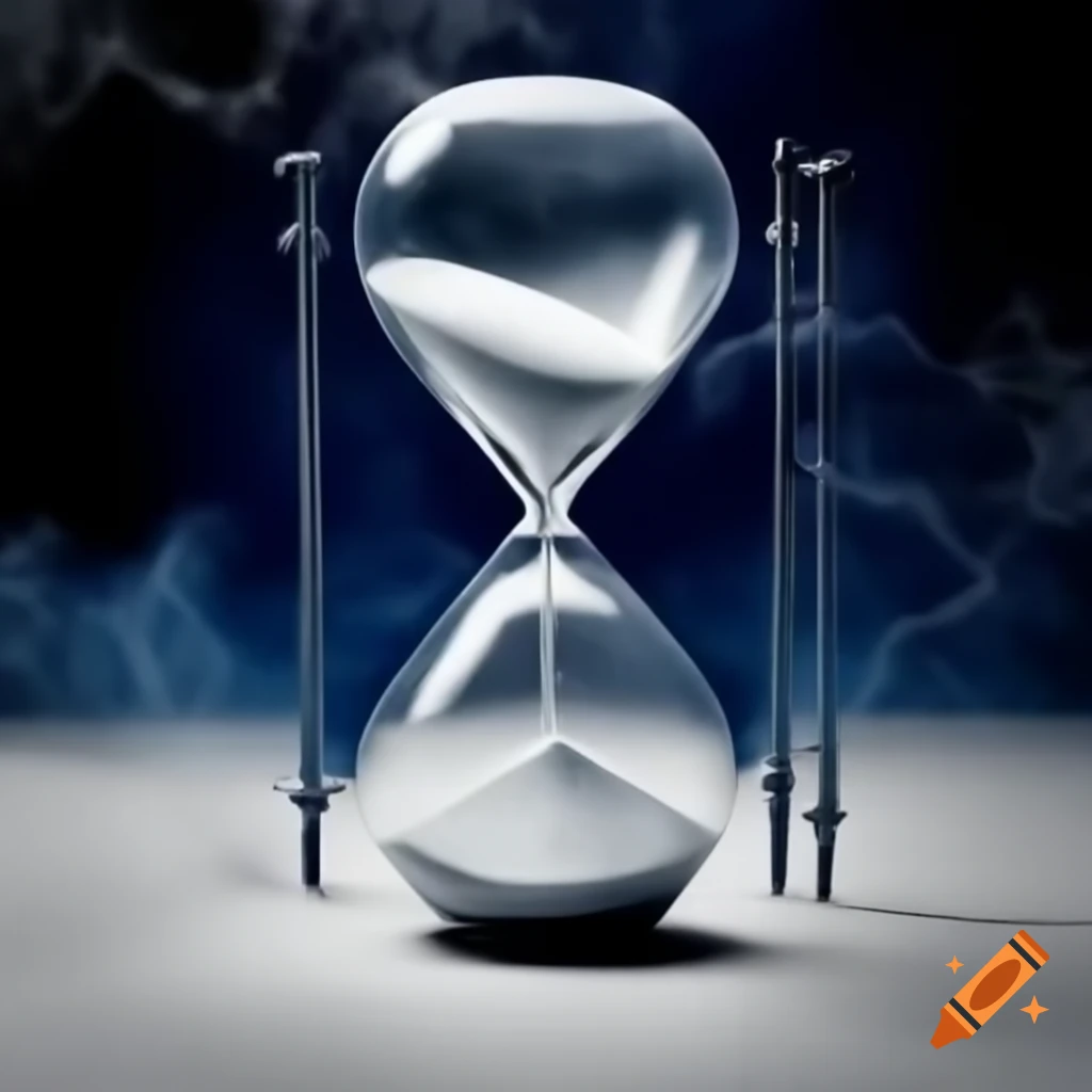Surreal broken hourglass symbolizing passage of time, Dali style on Craiyon