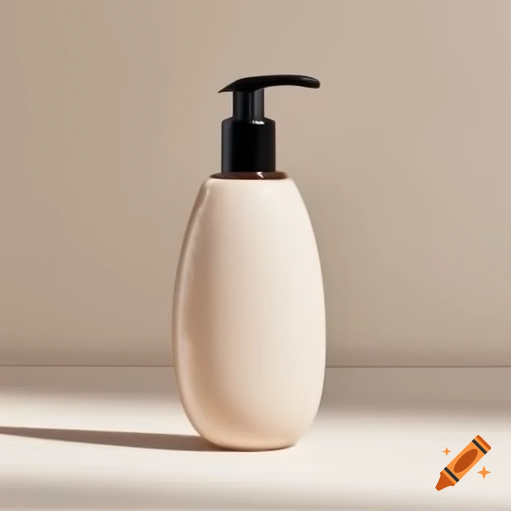 Modern oval shampoo bottle design for organic herbal shampoo on Craiyon