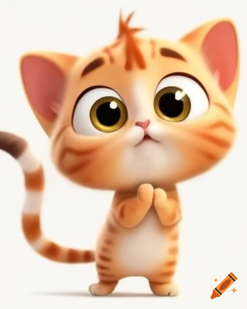 Surprised kitten with puffed tail in cartoon style on Craiyon