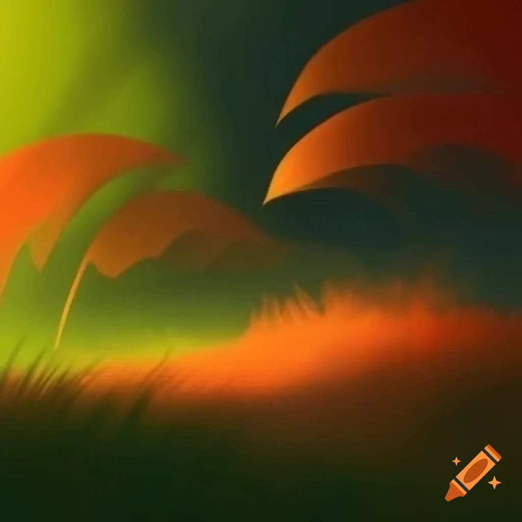 Vibrant semi-abstract nature scene with organic shapes in lively colors ...