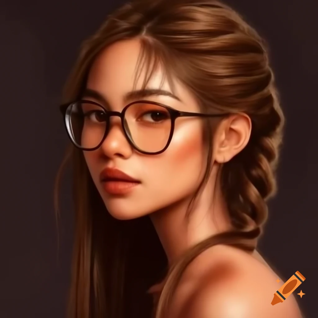 Beautiful Filipino woman with long braided hair and eyeglasses in a ...