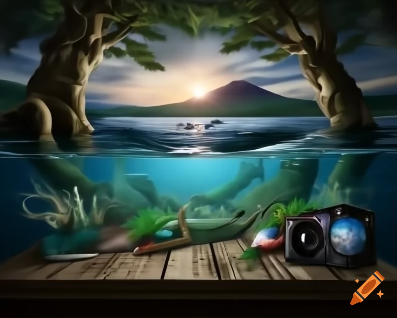 Hyper-realistic portrait of a Rotten Tree Monster, a humanoid creature made from tree material ...