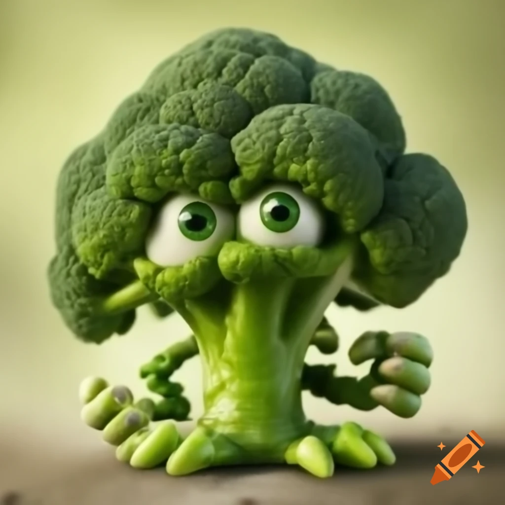 Anthropomorphic broccoli ready to fight a monster on Craiyon