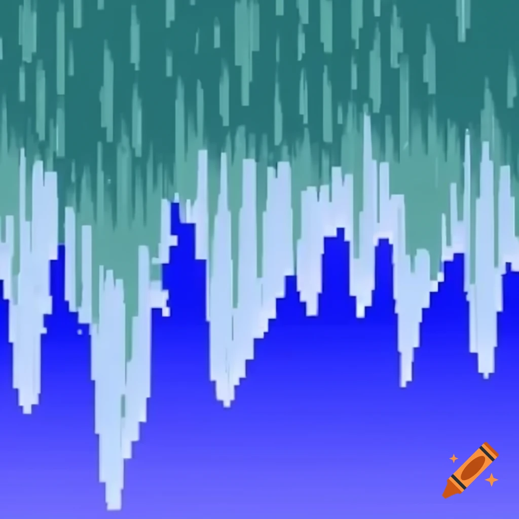 Brightly colored pixel art of hanging icicles on Craiyon