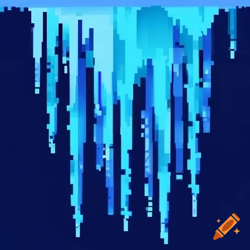 Brightly colored pixel art of hanging icicles on Craiyon