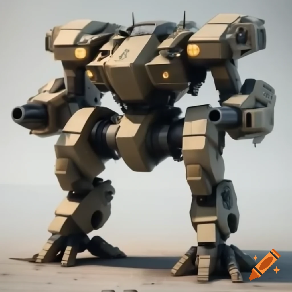 Symmetrical, armored battle mech with angular design inspired by ...
