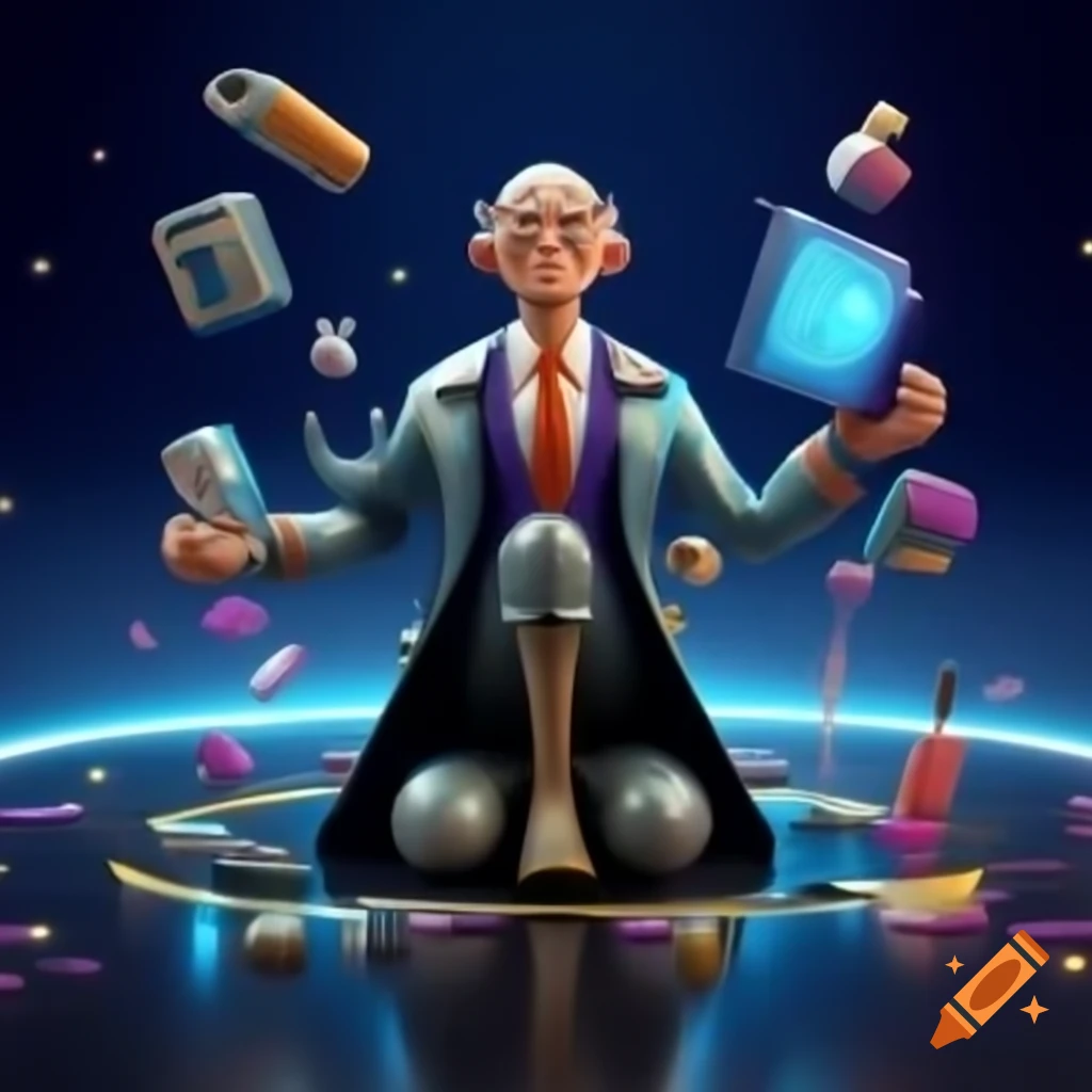 Futuristic Digital Memory Architect in holographic suit with glowing ...