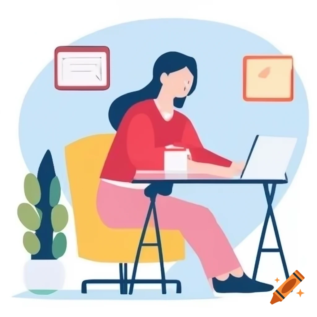 Person sitting at desk with sticky note beside laptop on Craiyon