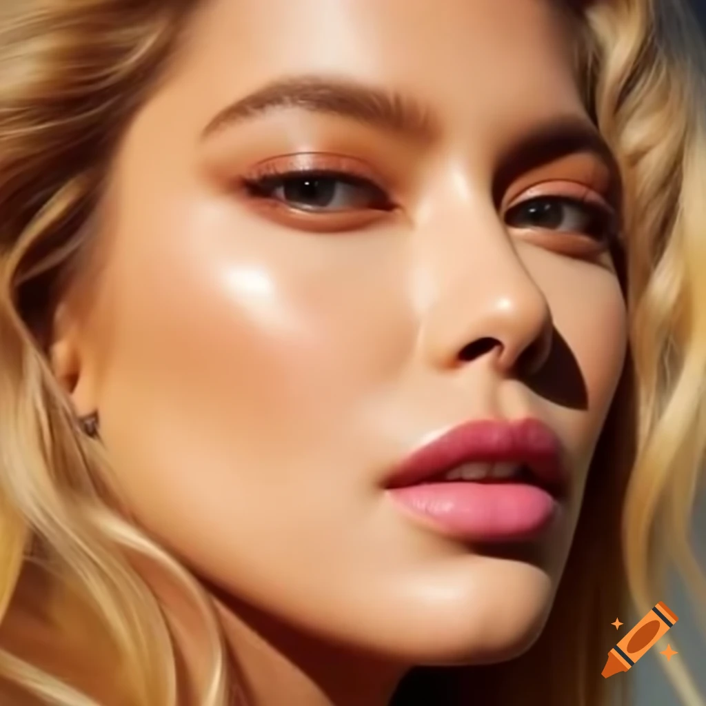 Fusion art of famous models featuring striking facial features on Craiyon