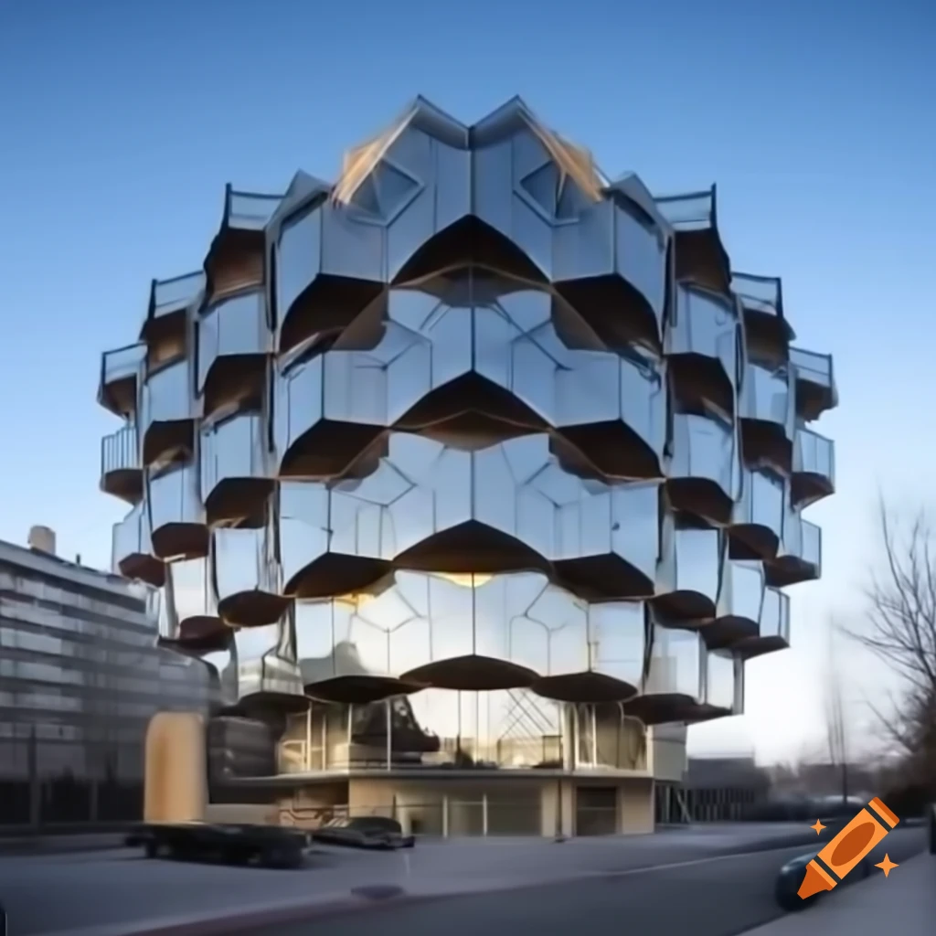 Modular building framework featuring hexagonal connections on Craiyon