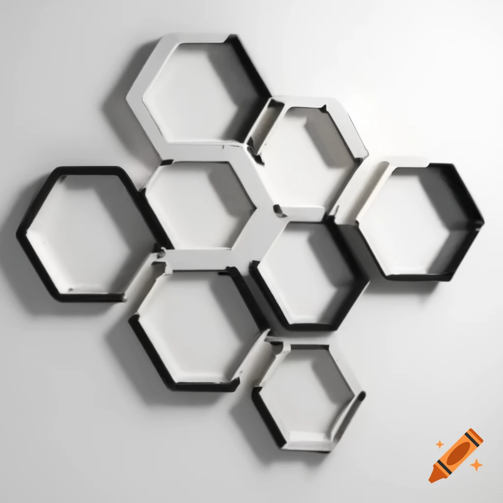 Three hexagons of varying sizes arranged diagonally on Craiyon