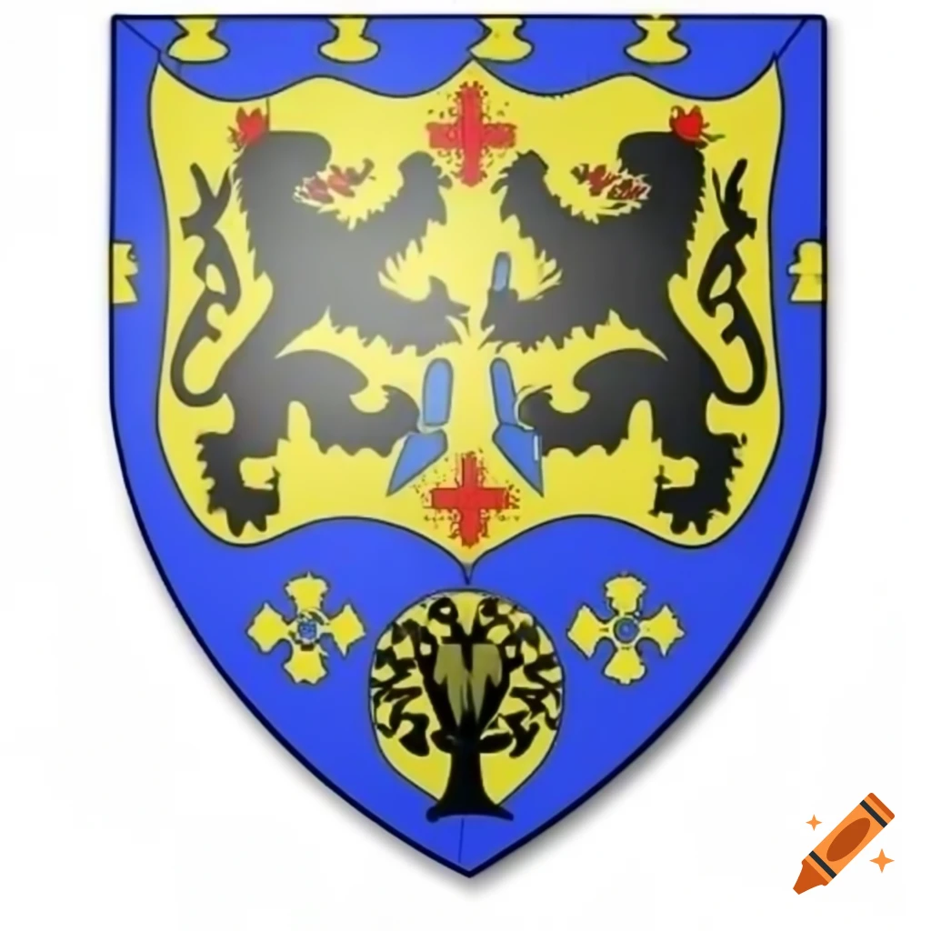 Noble family crest featuring Yggdrasil in gold with root and branch ...