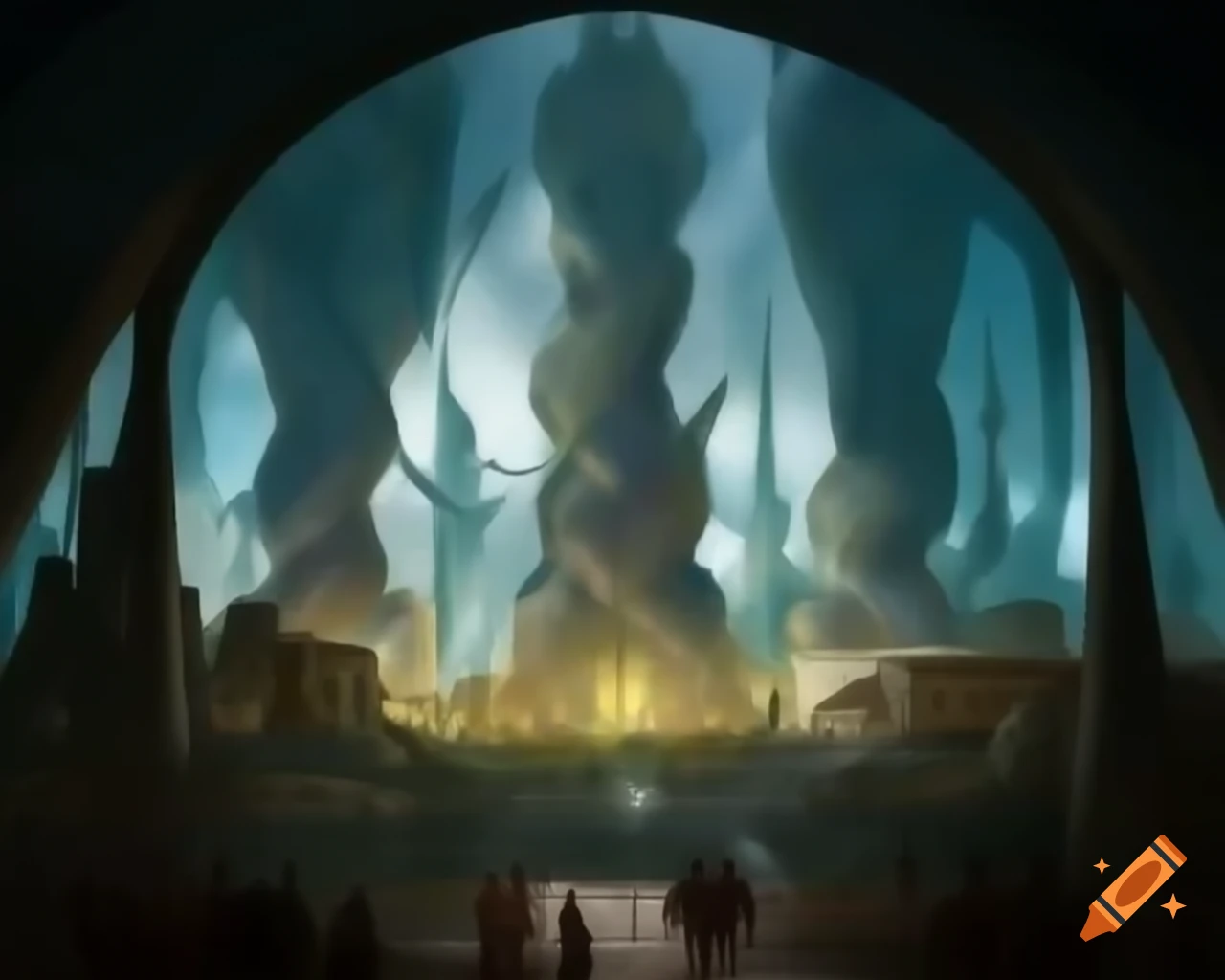 Surreal non-euclidean architecture representing a lost ancient ...