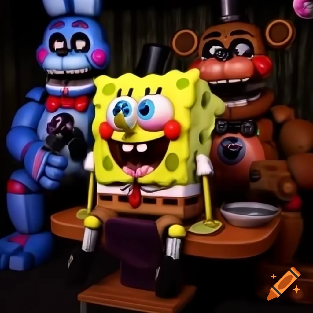 Fan art merging elements of Five Nights at Freddy's and SpongeBob on ...