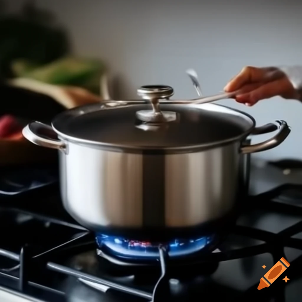 Cooking pot on stove demonstrating conduction process on Craiyon