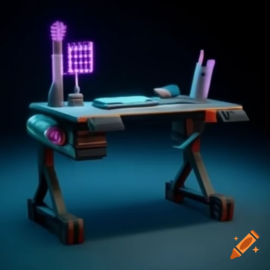 Cyberpunk style desk toolbox workbench on Craiyon