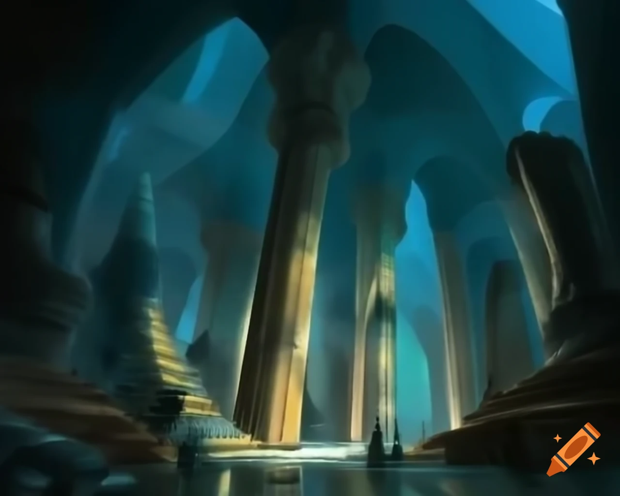 Surreal non-euclidean architecture representing a lost ancient ...