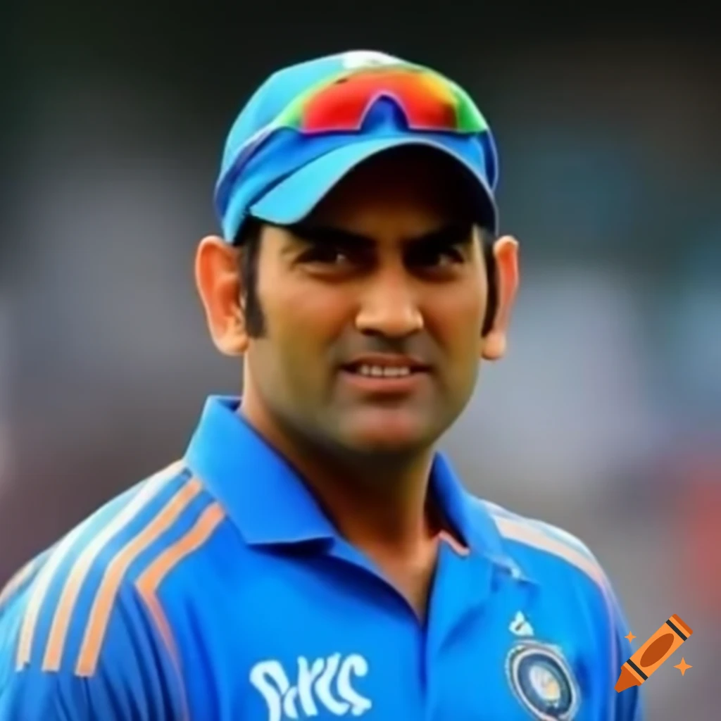 Portrait of MS Dhoni, iconic Indian cricketer and captain on Craiyon