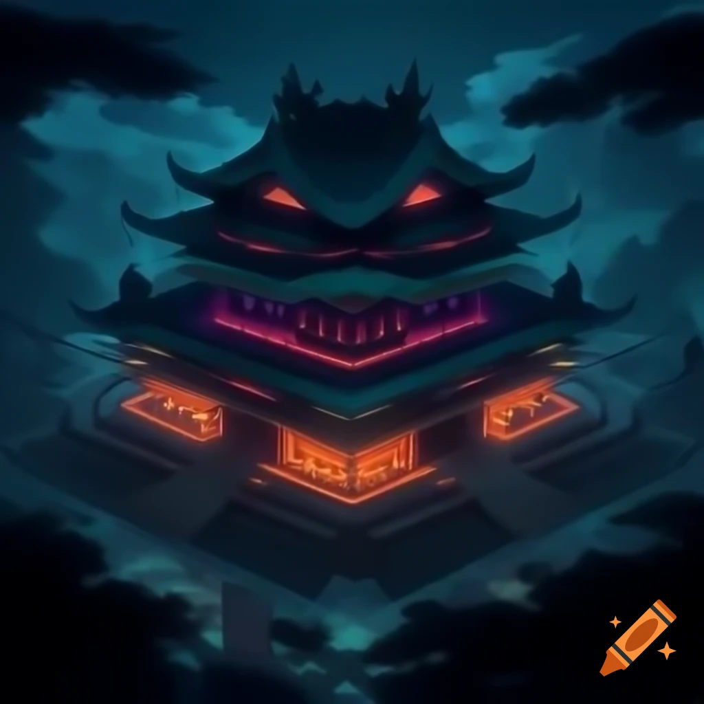 Futuristic cyber-temple with RGB fusion core and floating UI in anime ...