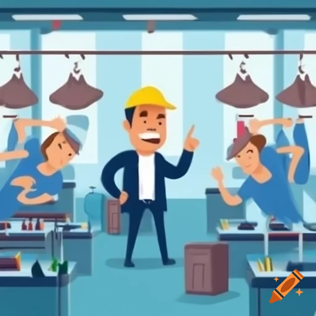 Disappointed supervisor pointing at demotivated worker in garment ...