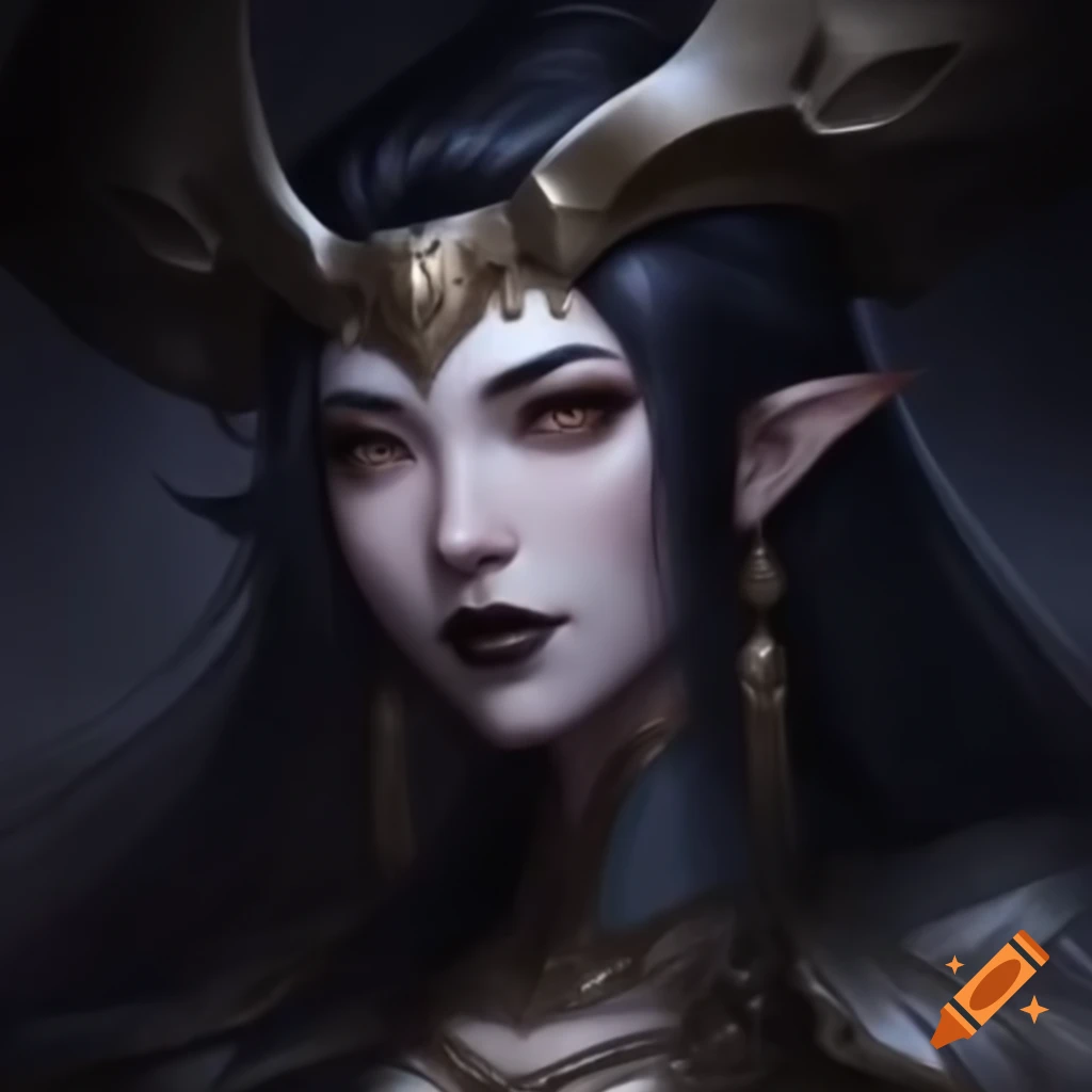 Portrait of a powerful Chinese warrior queen with goth elements on Craiyon