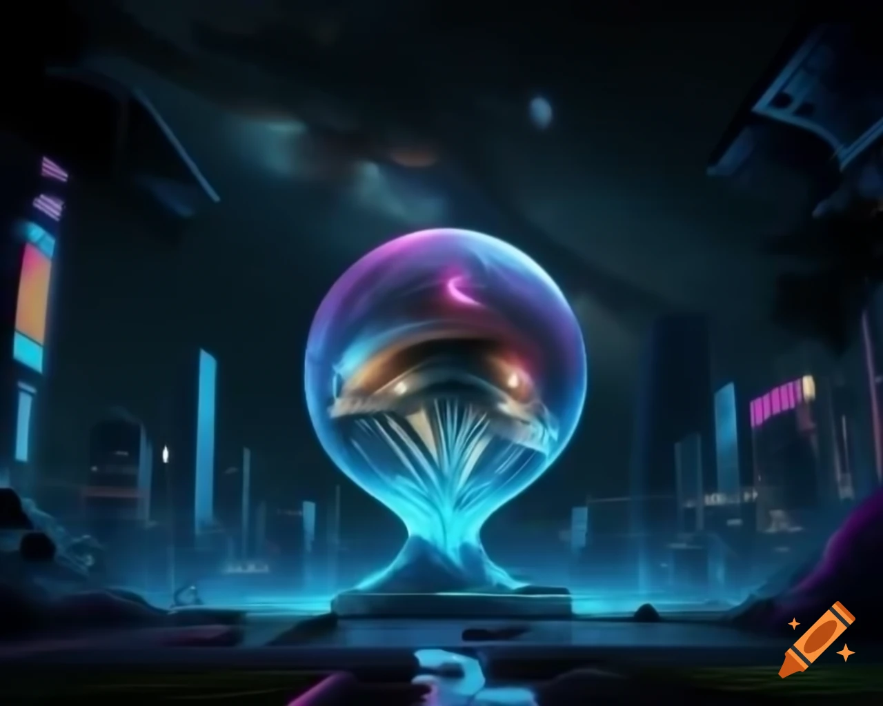 Cyberpunk-themed mushroom computer blending nature and technology on ...