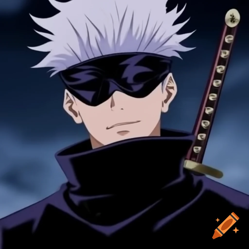 Satoru Gojo holding a sword on Craiyon