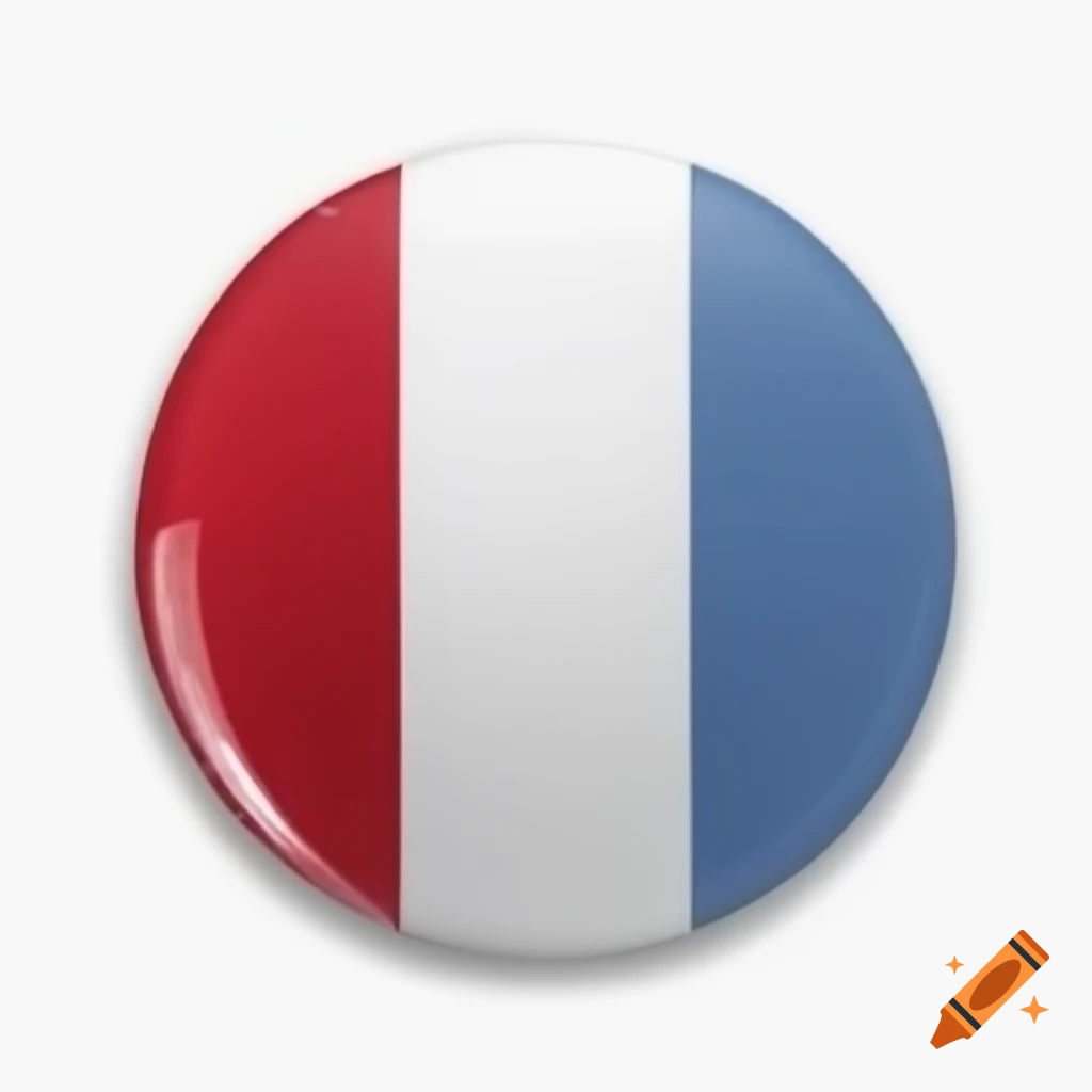 Lapel button with red, white, and blue divided in equal sections on Craiyon