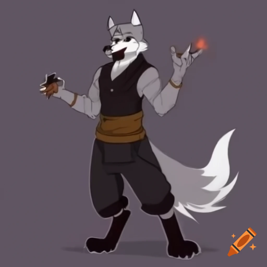 Khajit anthro character 2D sketch illustration featuring a wolf on Craiyon