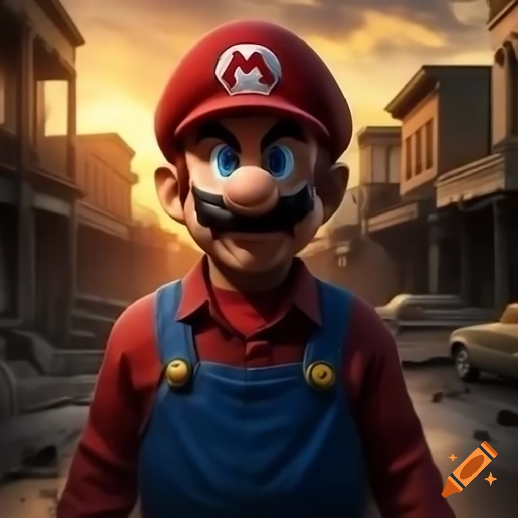 Hyper-realistic survivor inspired by Super Mario in a post-apocalyptic ...