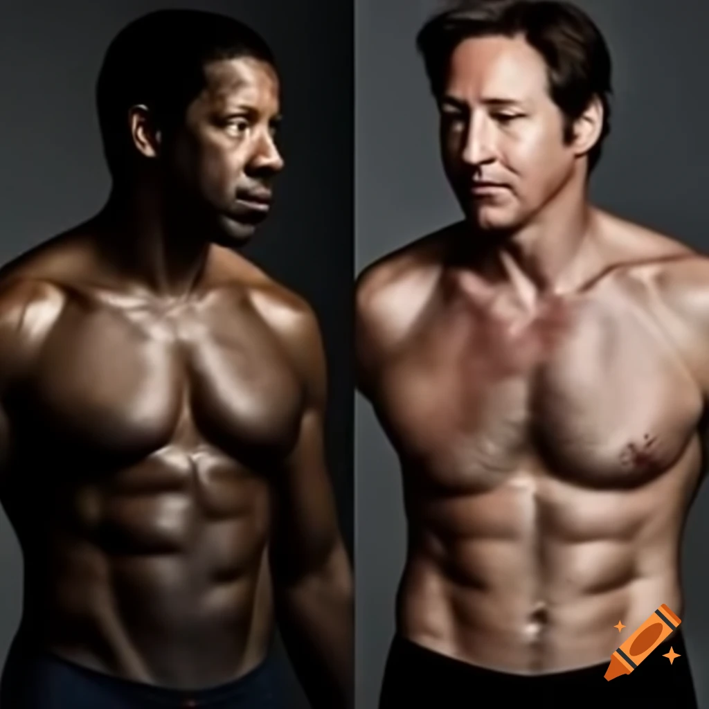 Denzel Washington and David Duchovny showcasing their muscular ...