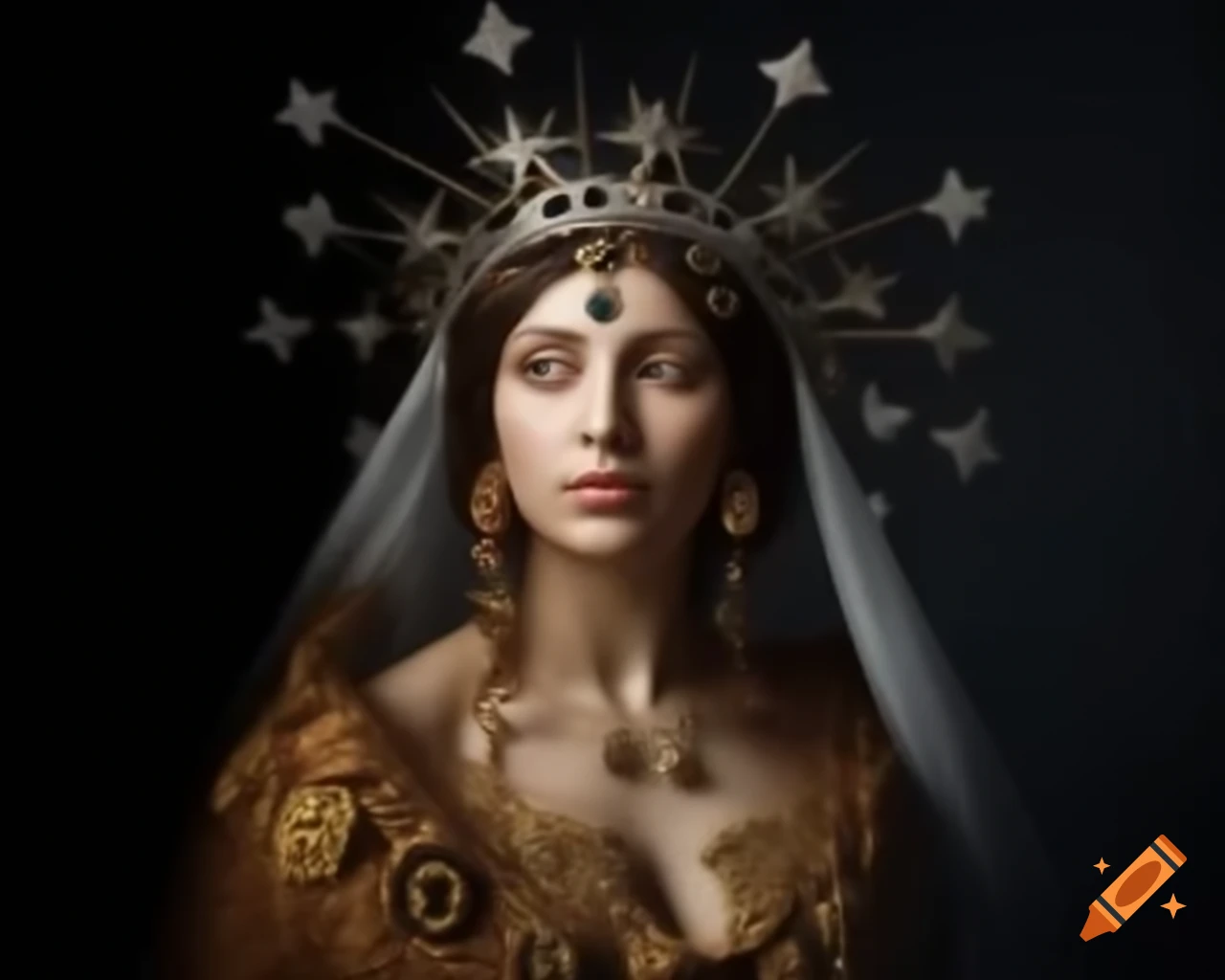 Hyperrealistic micro photograph of Saint Olga of Kiev, Empress of Kievan Rus on Craiyon