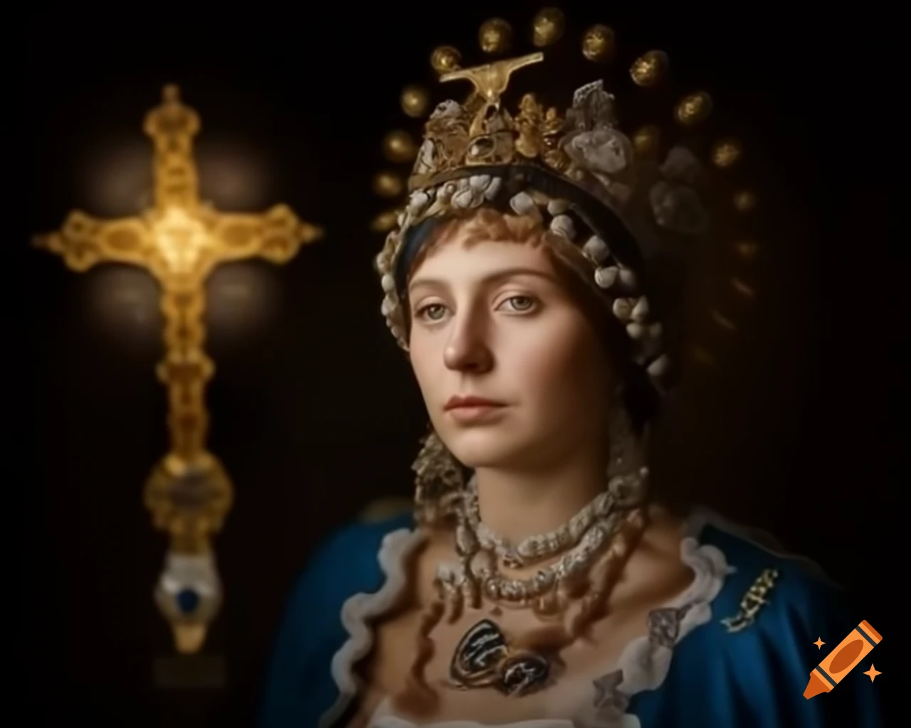 Hyperrealistic micro photograph of Saint Olga of Kiev, Empress of Kievan Rus on Craiyon