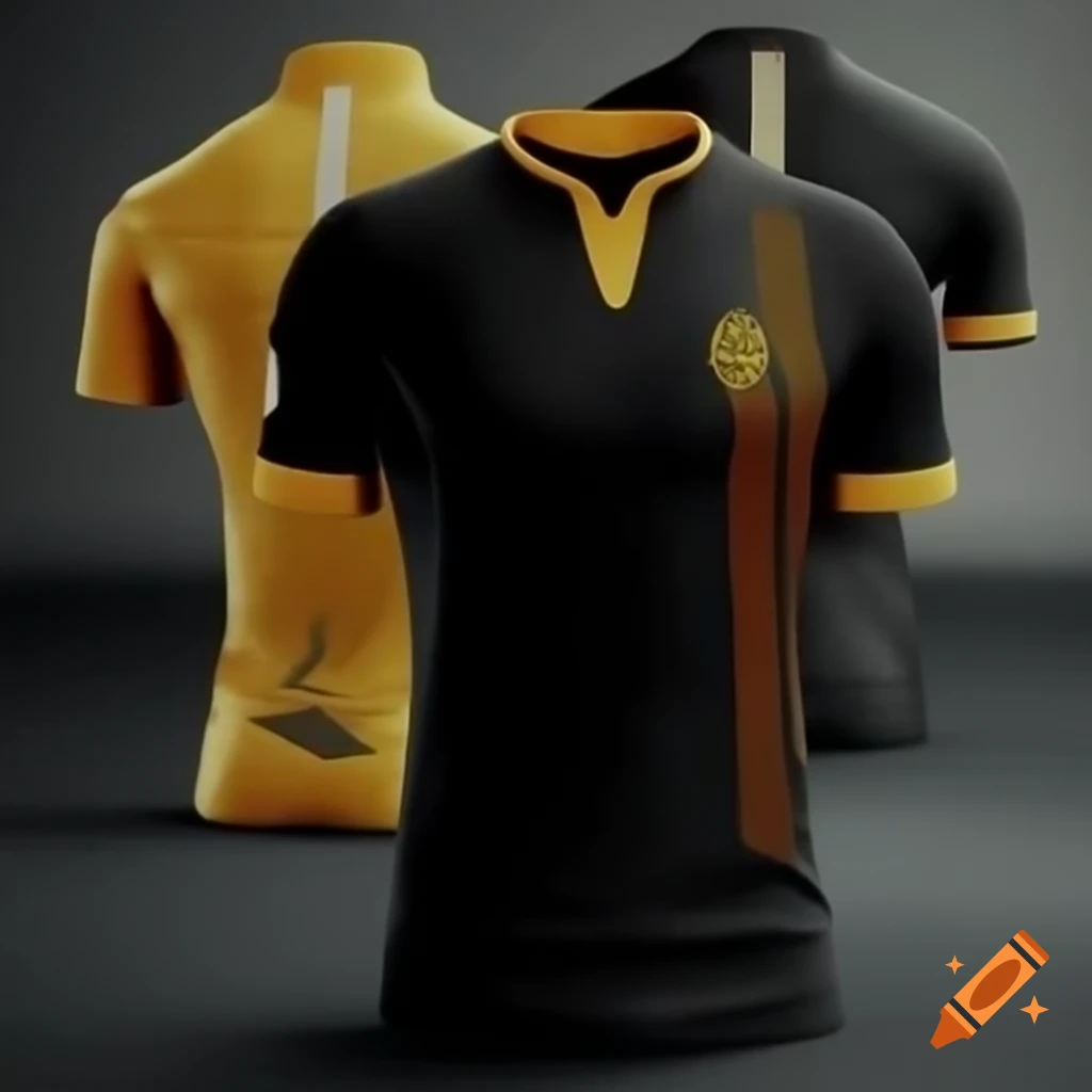 Pro jersey in black with gold African patterns on collar, sleeves, and ...