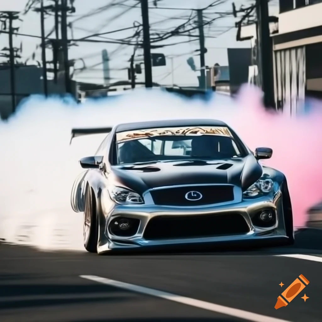 Infiniti G37 drifting around corner in Japan on Craiyon