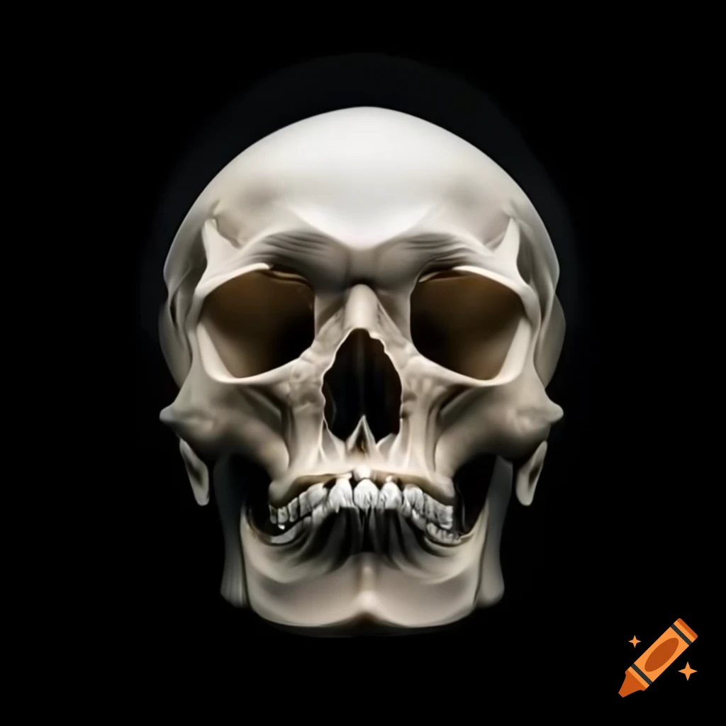 Symmetrical skull centered with parallel lines radiating from the ...