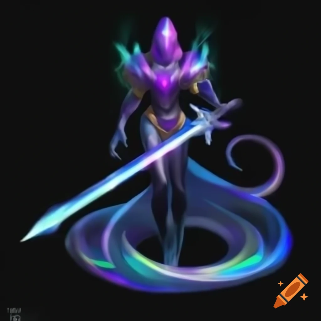 Humanoid slime knight in colorful gelatinous armor with glowing sword ...