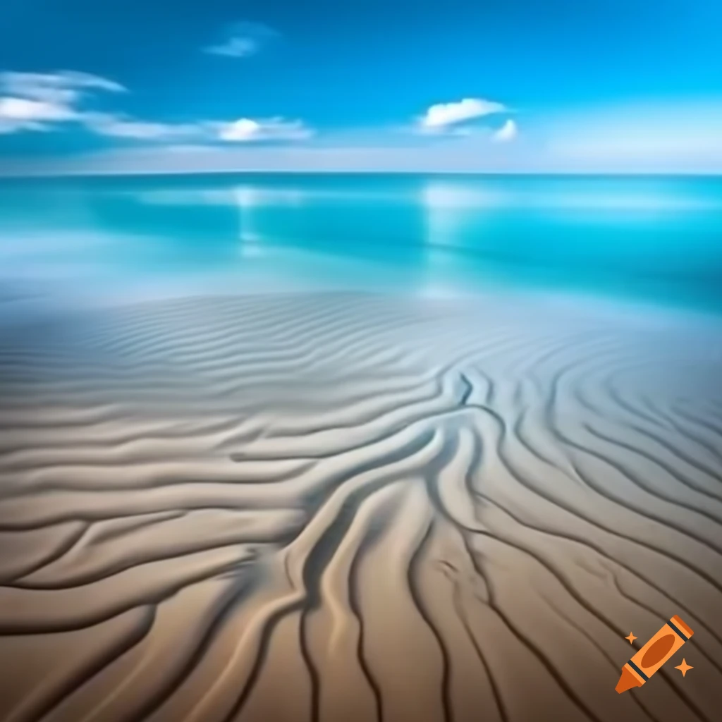 Dead Sea extending to horizon with mineral patterns along the shoreline on Craiyon