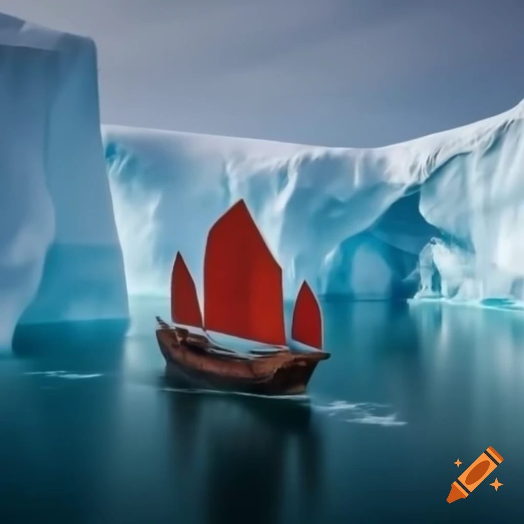 Giant ancient Chinese caravel trapped in iceberg with adventurers ...