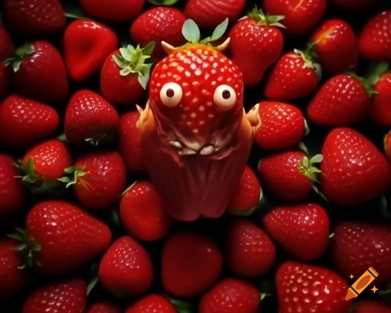 Strawberry-themed demon-like creature with whimsical design on Craiyon