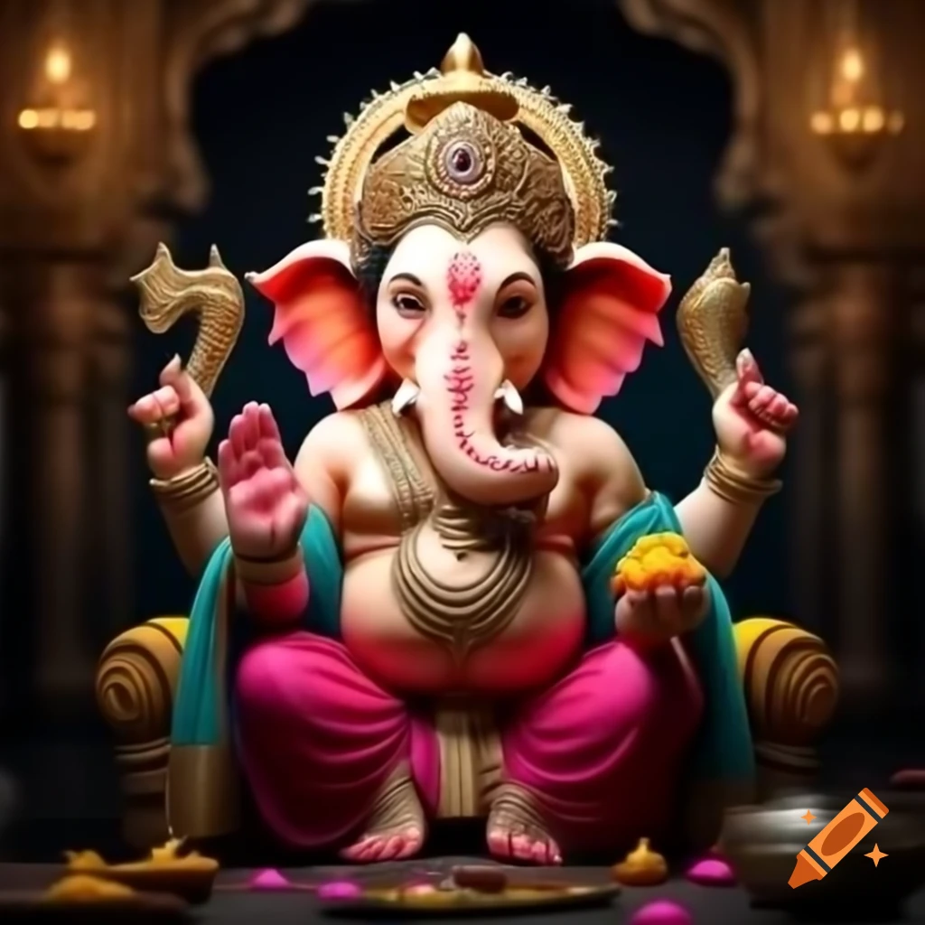 Lord Ganesh, a revered figure in Hinduism, symbolizing wisdom and ...