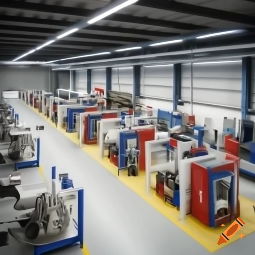 Diagram of furniture manufacturing workshop layout with storage and ...