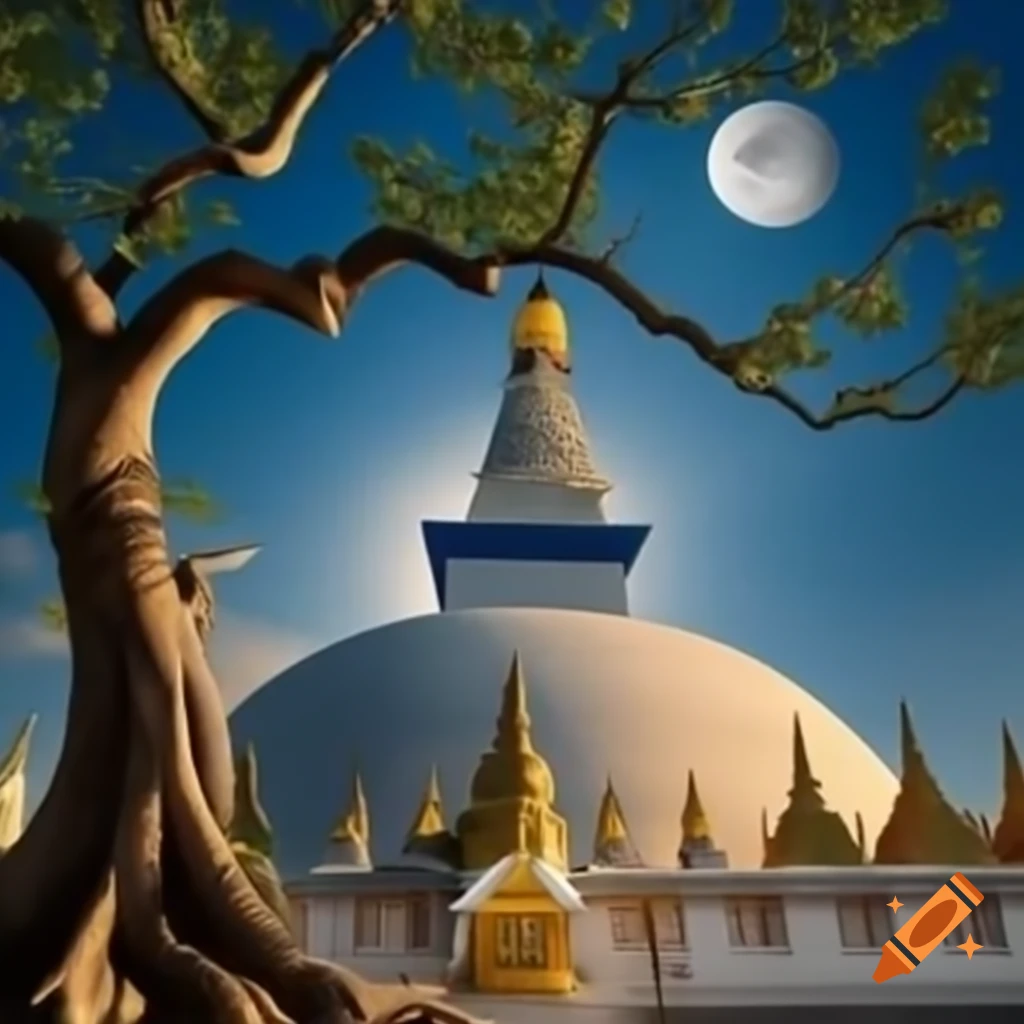 Vesak festival card design featuring lanterns, lotus flowers, boo tree ...