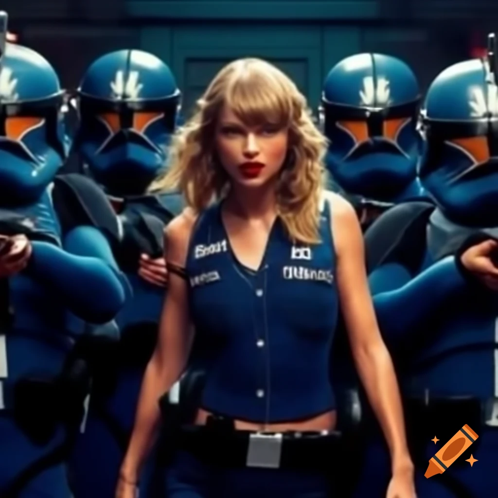 Taylor Swift alongside stormtroopers, blending pop culture and sci-fi ...